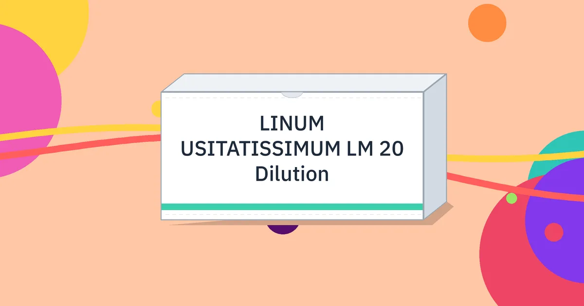 Symbolbild: Packung mit der Aufschrift LINUM USITATISSIMUM LM 20 Dilution (PZN 13530685) – Verfügbarkeit und Bezug in Apotheken in Frankfurt am Main