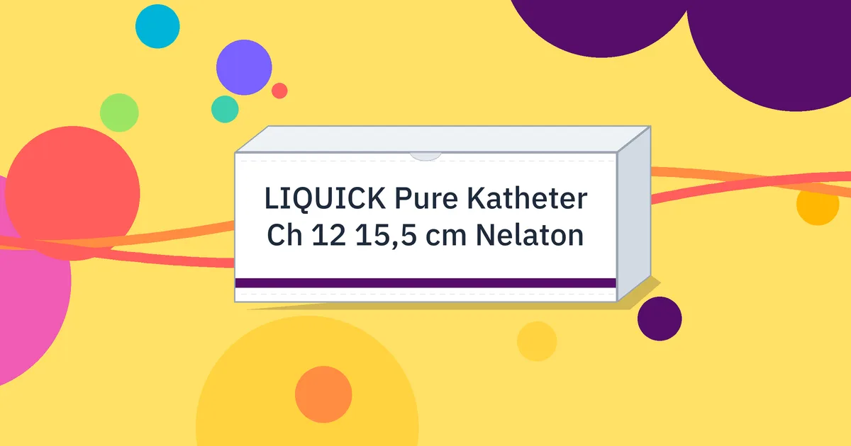 Symbolbild: Packung mit der Aufschrift LIQUICK Pure Katheter Ch 12 15,5 cm Nelaton (PZN 03069707) – Verfügbarkeit und Bezug in Apotheken in Frankfurt am Main