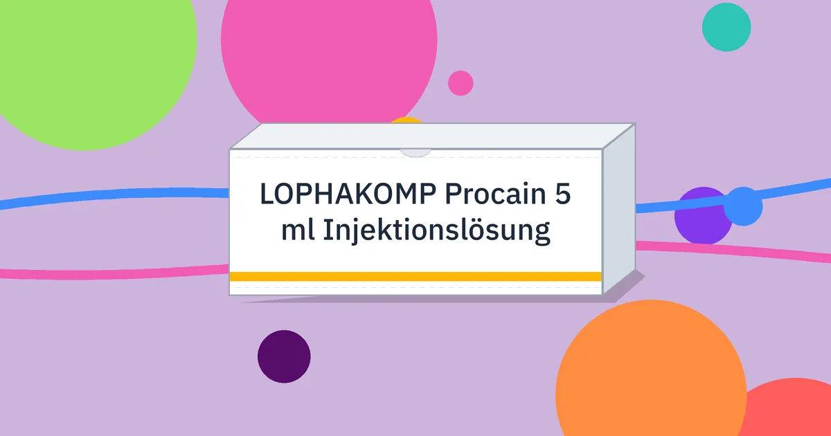 Symbolbild: Packung mit der Aufschrift LOPHAKOMP Procain 5 ml Injektionslösung (PZN 06057946) – Verfügbarkeit und Bezug in Apotheken in Frankfurt am Main