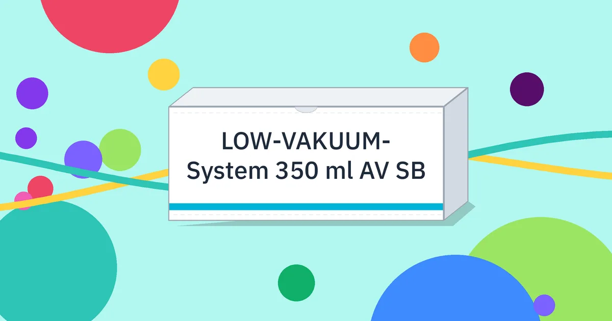 Symbolbild: Packung mit der Aufschrift LOW-VAKUUM-System 350 ml AV SB (PZN 17486159) – Verfügbarkeit und Bezug in Apotheken in Frankfurt am Main