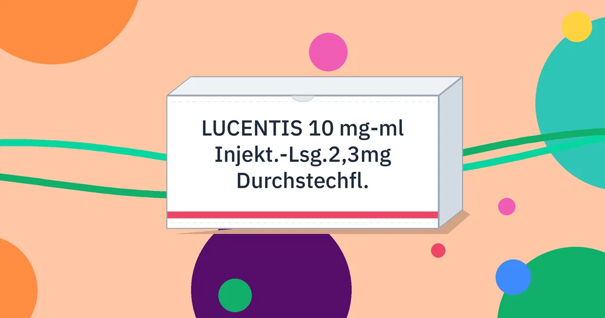 Symbolbild: Packung mit der Aufschrift LUCENTIS 10 mg-ml Injekt.-Lsg.2,3mg Durchstechfl. (PZN 16884691) – Verfügbarkeit und Bezug in Apotheken in Frankfurt am Main