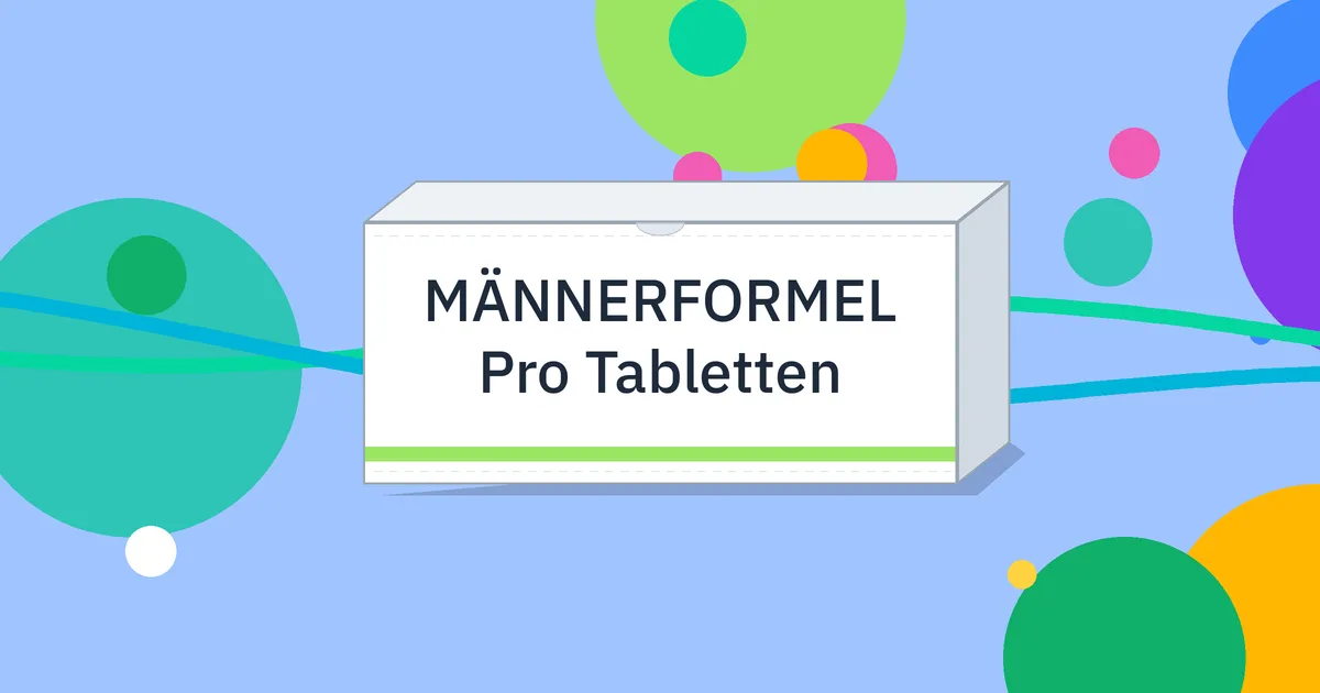Symbolbild: Packung mit der Aufschrift MÄNNERFORMEL Pro Tabletten (PZN 17966310) – Verfügbarkeit und Bezug in Apotheken in Frankfurt am Main