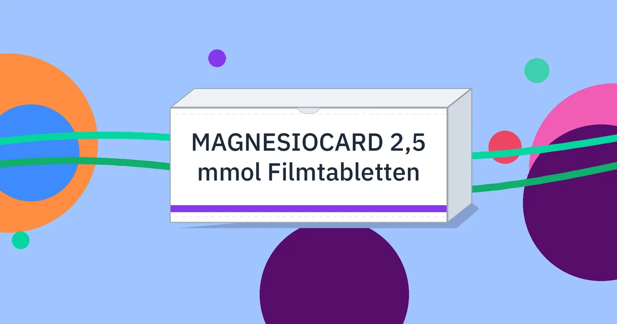 Symbolbild: Packung mit der Aufschrift MAGNESIOCARD 2,5 mmol Filmtabletten (PZN 01667812) – Verfügbarkeit und Bezug in Apotheken in Frankfurt am Main
