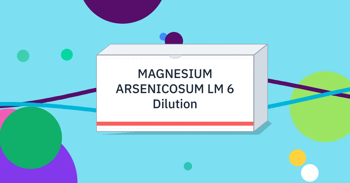 Symbolbild: Packung mit der Aufschrift MAGNESIUM ARSENICOSUM LM 6 Dilution (PZN 12936043) – Verfügbarkeit und Bezug in Apotheken in Frankfurt am Main