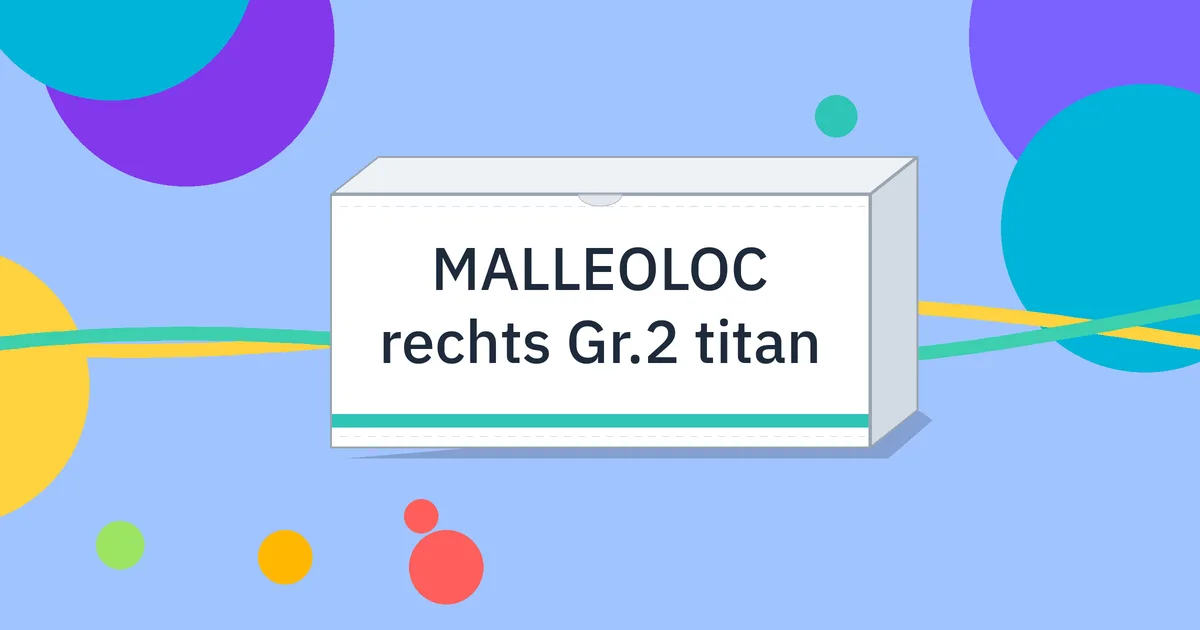 Symbolbild: Packung mit der Aufschrift MALLEOLOC rechts Gr.2 titan (PZN 01286441) – Verfügbarkeit und Bezug in Apotheken in Frankfurt am Main