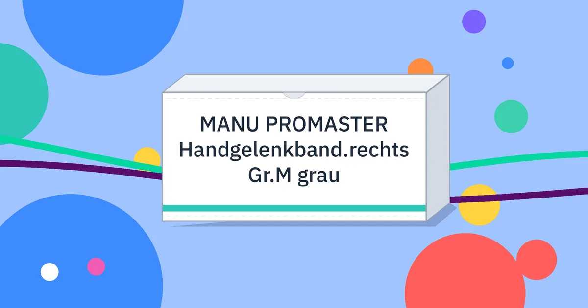 Symbolbild: Packung mit der Aufschrift MANU PROMASTER Handgelenkband.rechts Gr.M grau (PZN 10927548) – Verfügbarkeit und Bezug in Apotheken in Frankfurt am Main
