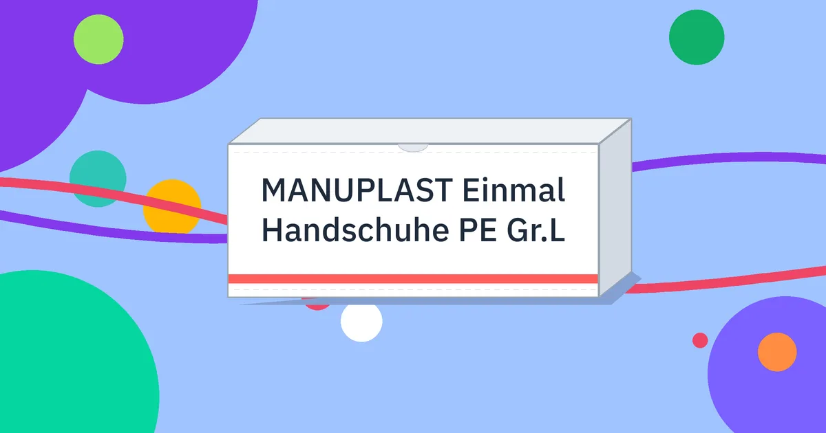 Symbolbild: Packung mit der Aufschrift MANUPLAST Einmal Handschuhe PE Gr.L (PZN 16632297) – Verfügbarkeit und Bezug in Apotheken in Frankfurt am Main