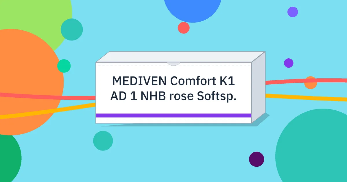 Symbolbild: Packung mit der Aufschrift MEDIVEN Comfort K1 AD 1 NHB rose Softsp. (PZN 14560263) – Verfügbarkeit und Bezug in Apotheken in Frankfurt am Main
