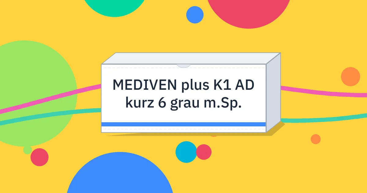 Symbolbild: Packung mit der Aufschrift MEDIVEN plus K1 AD kurz 6 grau m.Sp. (PZN 18934022) – Verfügbarkeit und Bezug in Apotheken in Frankfurt am Main