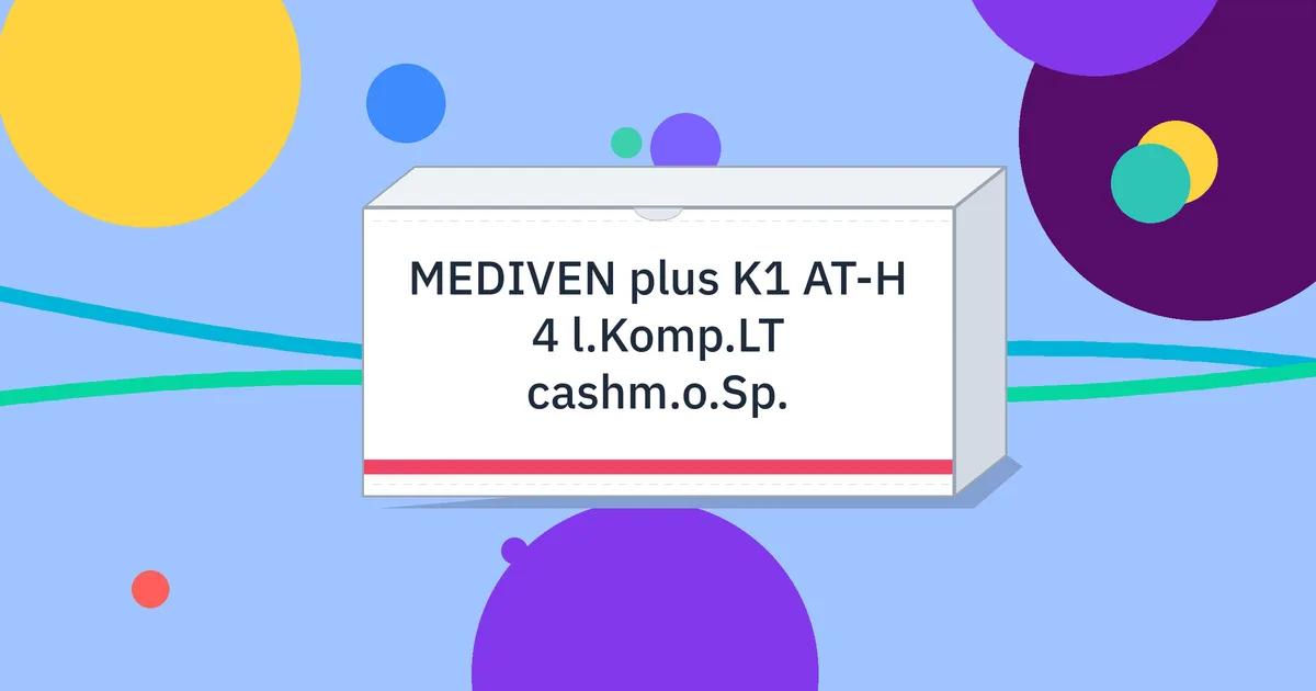 Symbolbild: Packung mit der Aufschrift MEDIVEN plus K1 AT-H 4 l.Komp.LT cashm.o.Sp. (PZN 15037807) – Verfügbarkeit und Bezug in Apotheken in Frankfurt am Main