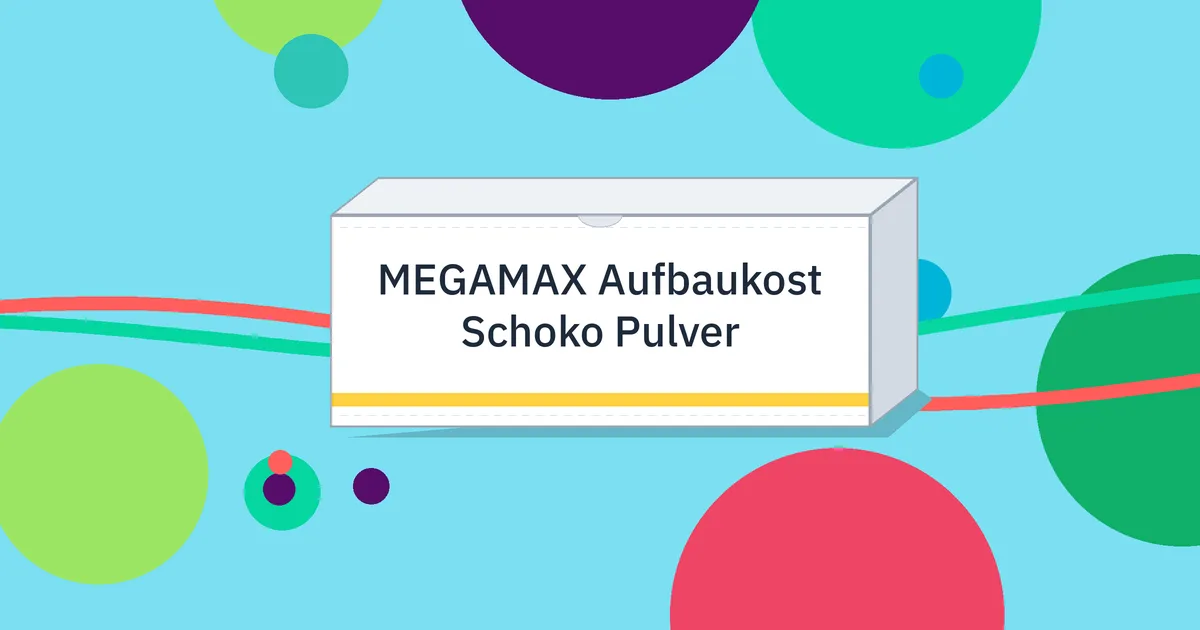 Symbolbild: Packung mit der Aufschrift MEGAMAX Aufbaukost Schoko Pulver (PZN 00815564) – Verfügbarkeit und Bezug in Apotheken in Frankfurt am Main