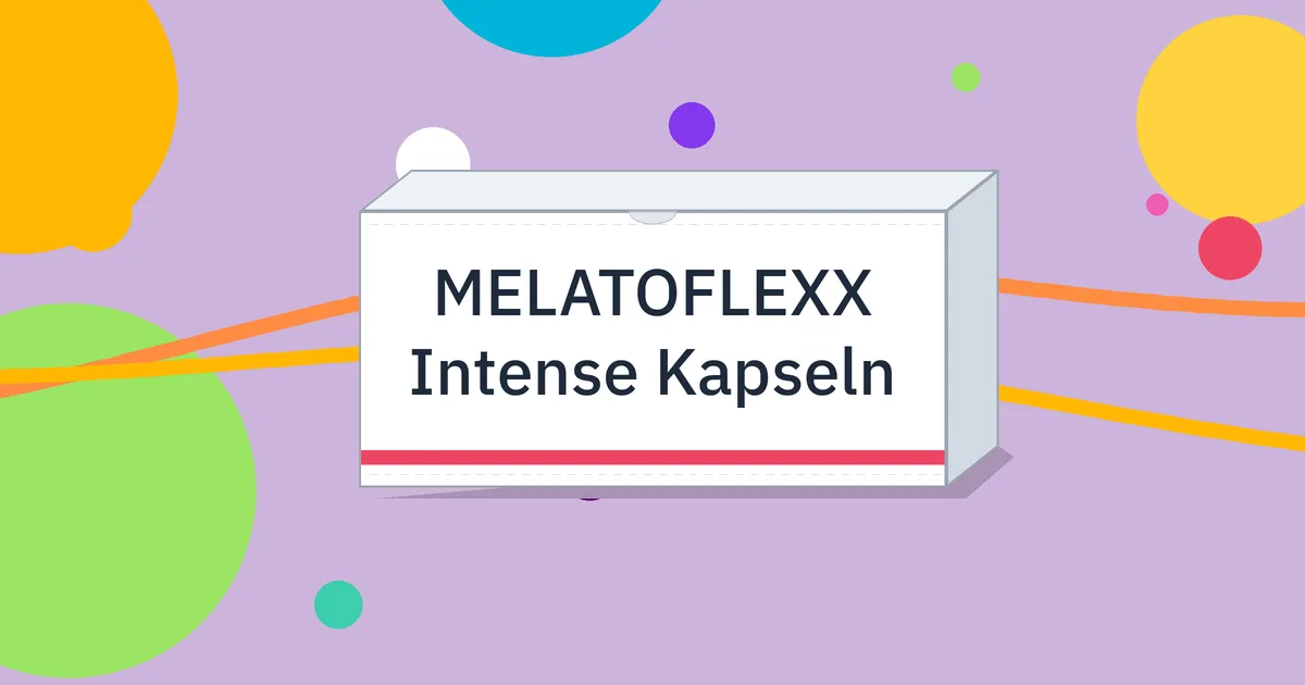 Symbolbild: Packung mit der Aufschrift MELATOFLEXX Intense Kapseln (PZN 19187432) – Verfügbarkeit und Bezug in Apotheken in Frankfurt am Main