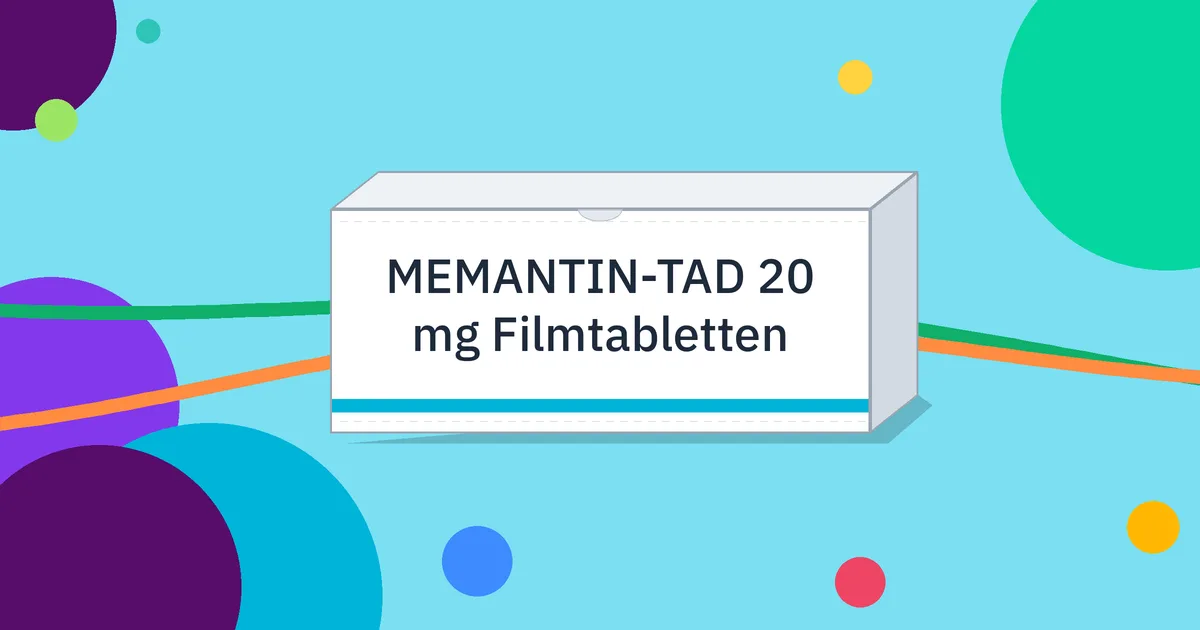 Symbolbild: Packung mit der Aufschrift MEMANTIN-TAD 20 mg Filmtabletten (PZN 18739740) – Verfügbarkeit und Bezug in Apotheken in Frankfurt am Main
