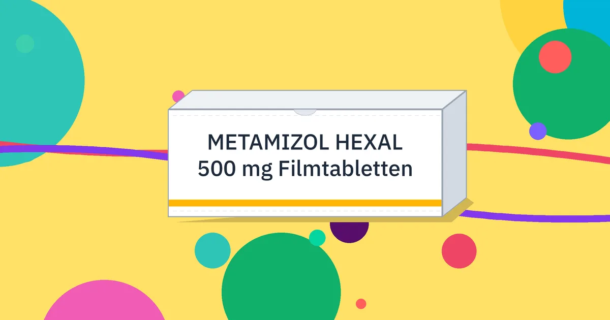 Symbolbild: Packung mit der Aufschrift METAMIZOL HEXAL 500 mg Filmtabletten (PZN 00651281) – Verfügbarkeit und Bezug in Apotheken in Frankfurt am Main
