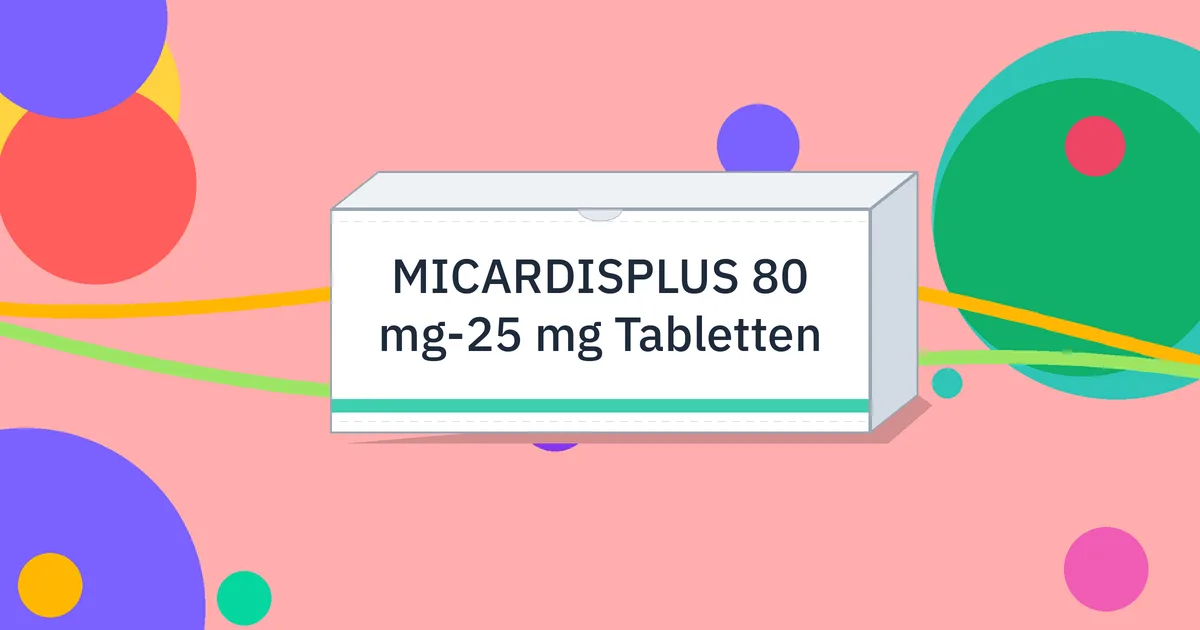Symbolbild: Packung mit der Aufschrift MICARDISPLUS 80 mg-25 mg Tabletten (PZN 10276826) – Verfügbarkeit und Bezug in Apotheken in Frankfurt am Main