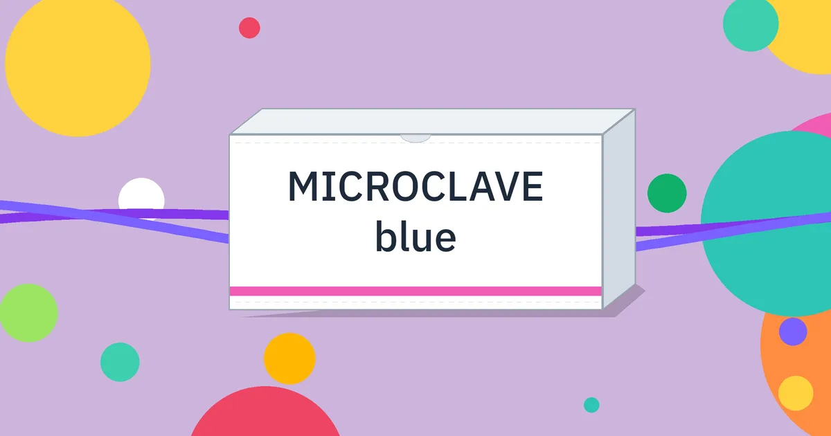 Symbolbild: Packung mit der Aufschrift MICROCLAVE blue (PZN 18499299) – Verfügbarkeit und Bezug in Apotheken in Frankfurt am Main