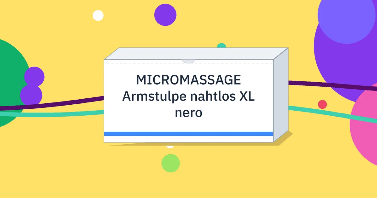 Symbolbild: Packung mit der Aufschrift MICROMASSAGE Armstulpe nahtlos XL nero (PZN 16192987) – Verfügbarkeit und Bezug in Apotheken in Frankfurt am Main