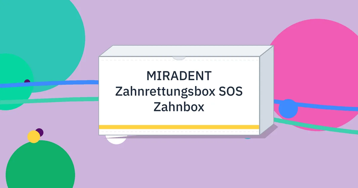 Symbolbild: Packung mit der Aufschrift MIRADENT Zahnrettungsbox SOS Zahnbox (PZN 07260299) – Verfügbarkeit und Bezug in Apotheken in Frankfurt am Main