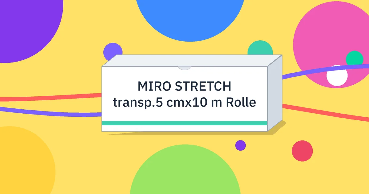 Symbolbild: Packung mit der Aufschrift MIRO STRETCH transp.5 cmx10 m Rolle (PZN 02181112) – Verfügbarkeit und Bezug in Apotheken in Frankfurt am Main