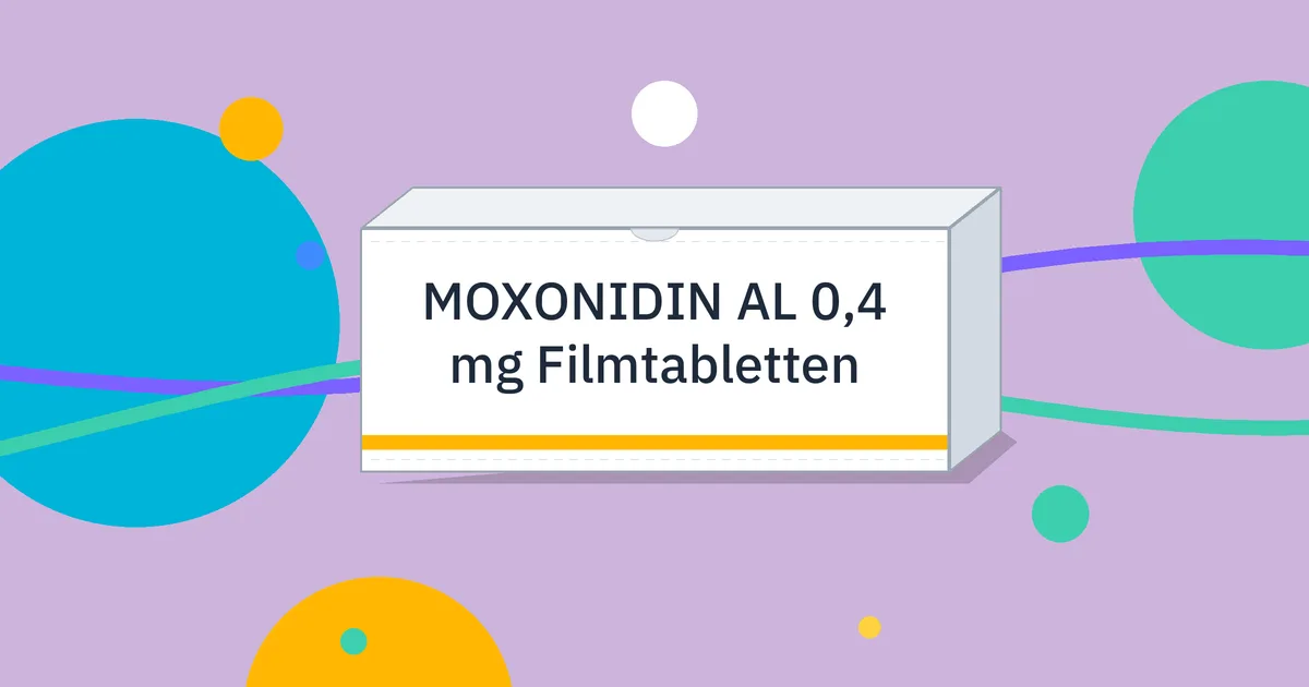 Symbolbild: Packung mit der Aufschrift MOXONIDIN AL 0,4 mg Filmtabletten (PZN 01036164) – Verfügbarkeit und Bezug in Apotheken in Frankfurt am Main
