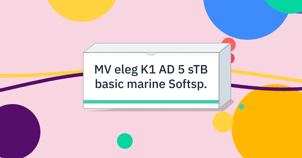 Symbolbild: Packung mit der Aufschrift MV eleg K1 AD 5 sTB basic marine Softsp. (PZN 14584364) – Verfügbarkeit und Bezug in Apotheken in Frankfurt am Main