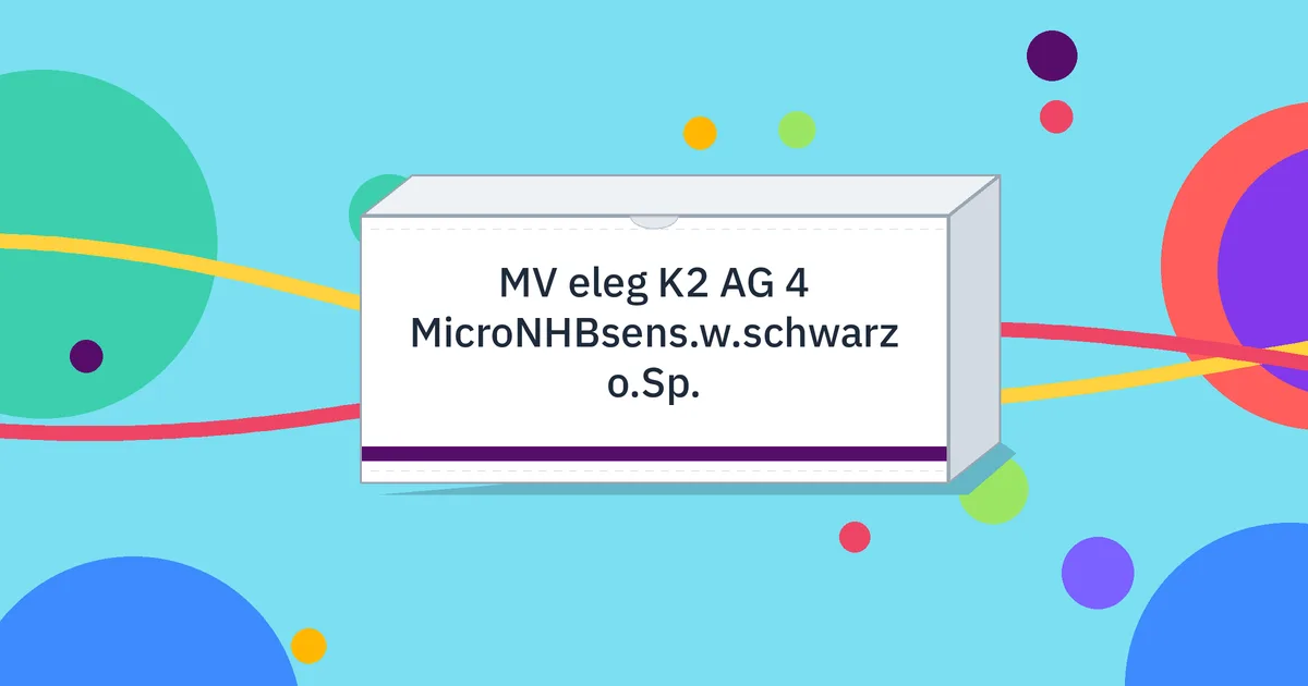 Symbolbild: Packung mit der Aufschrift MV eleg K2 AG 4 MicroNHBsens.w.schwarz o.Sp. (PZN 16068721) – Verfügbarkeit und Bezug in Apotheken in Frankfurt am Main