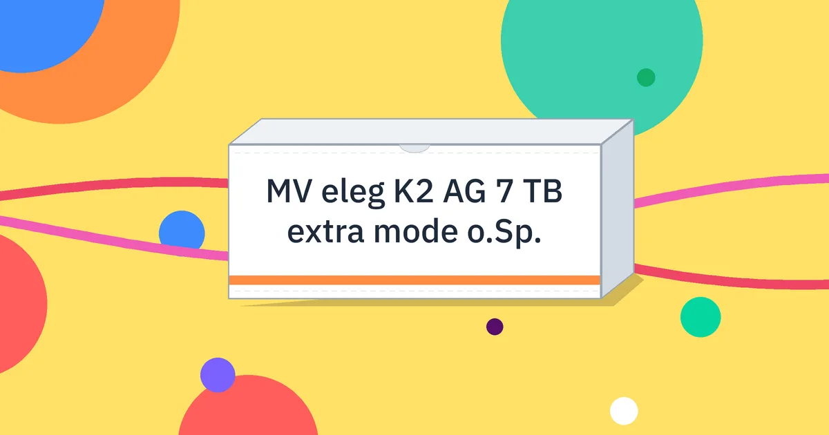 Symbolbild: Packung mit der Aufschrift MV eleg K2 AG 7 TB extra mode o.Sp. (PZN 09876656) – Verfügbarkeit und Bezug in Apotheken in Frankfurt am Main