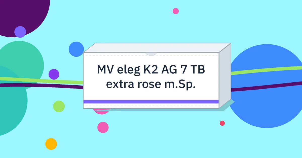 Symbolbild: Packung mit der Aufschrift MV eleg K2 AG 7 TB extra rose m.Sp. (PZN 14699280) – Verfügbarkeit und Bezug in Apotheken in Frankfurt am Main