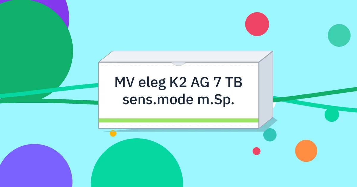 Symbolbild: Packung mit der Aufschrift MV eleg K2 AG 7 TB sens.mode m.Sp. (PZN 09867479) – Verfügbarkeit und Bezug in Apotheken in Frankfurt am Main