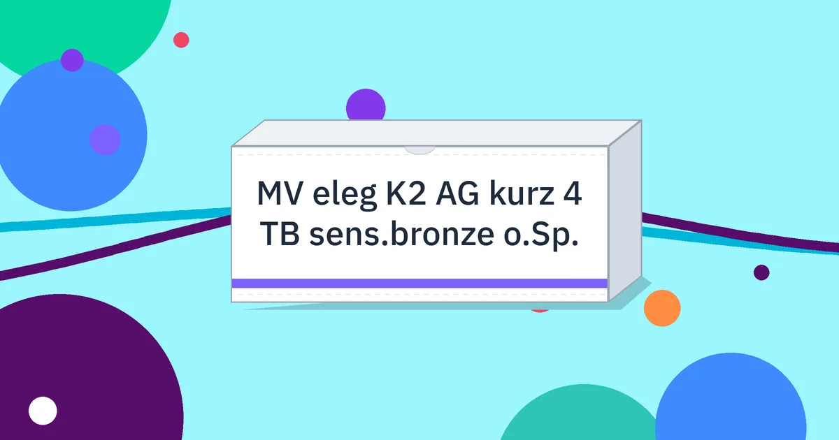 Symbolbild: Packung mit der Aufschrift MV eleg K2 AG kurz 4 TB sens.bronze o.Sp. (PZN 14716481) – Verfügbarkeit und Bezug in Apotheken in Frankfurt am Main
