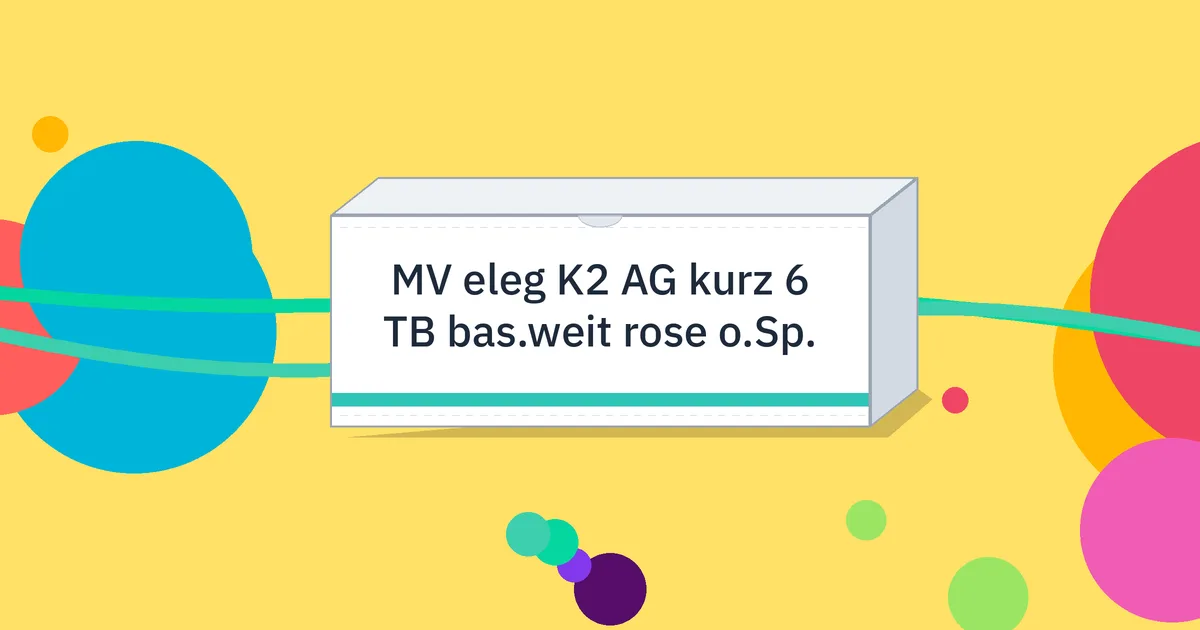 Symbolbild: Packung mit der Aufschrift MV eleg K2 AG kurz 6 TB bas.weit rose o.Sp. (PZN 14698174) – Verfügbarkeit und Bezug in Apotheken in Frankfurt am Main