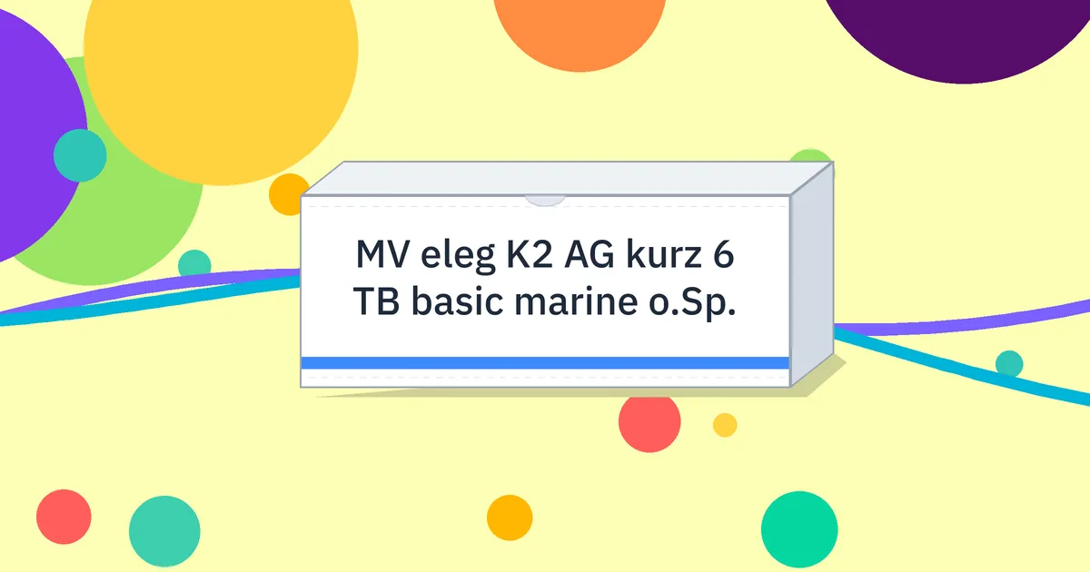 Symbolbild: Packung mit der Aufschrift MV eleg K2 AG kurz 6 TB basic marine o.Sp. (PZN 14608892) – Verfügbarkeit und Bezug in Apotheken in Frankfurt am Main
