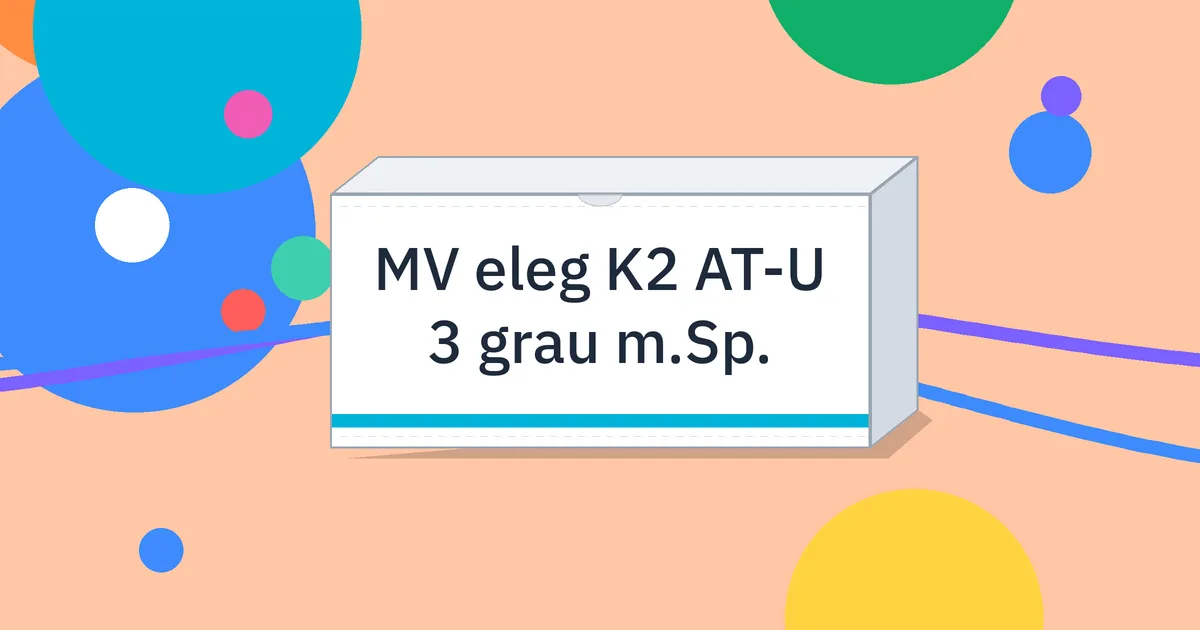 Symbolbild: Packung mit der Aufschrift MV eleg K2 AT-U 3 grau m.Sp. (PZN 18923395) – Verfügbarkeit und Bezug in Apotheken in Frankfurt am Main