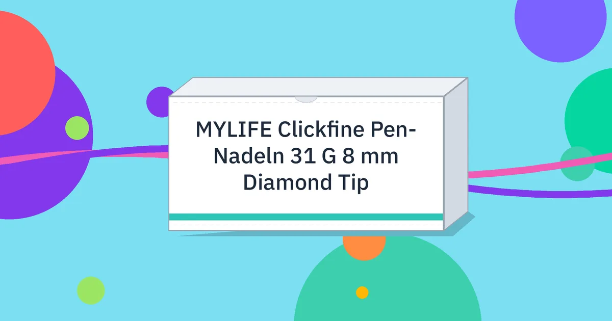 Symbolbild: Packung mit der Aufschrift MYLIFE Clickfine Pen-Nadeln 31 G 8 mm Diamond Tip (PZN 16597827) – Verfügbarkeit und Bezug in Apotheken in Frankfurt am Main