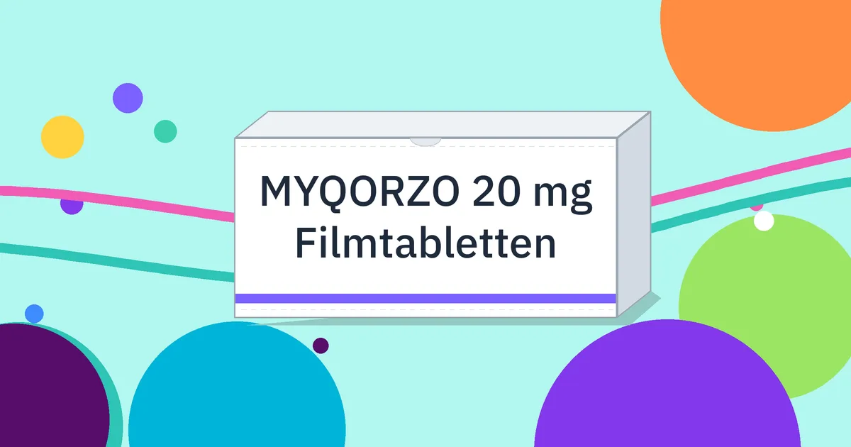 Symbolbild: Packung mit der Aufschrift MYQORZO 20 mg Filmtabletten (PZN 20231345) – Verfügbarkeit und Bezug in Apotheken in Frankfurt am Main