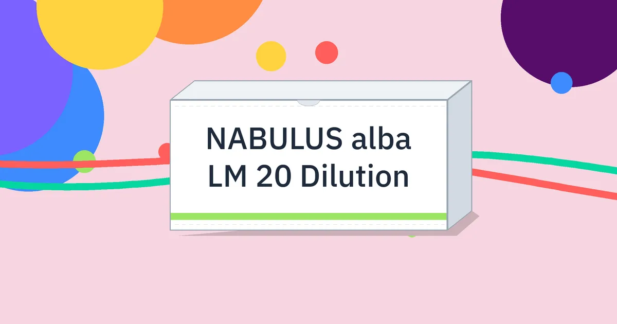 Symbolbild: Packung mit der Aufschrift NABULUS alba LM 20 Dilution (PZN 13615453) – Verfügbarkeit und Bezug in Apotheken in Frankfurt am Main