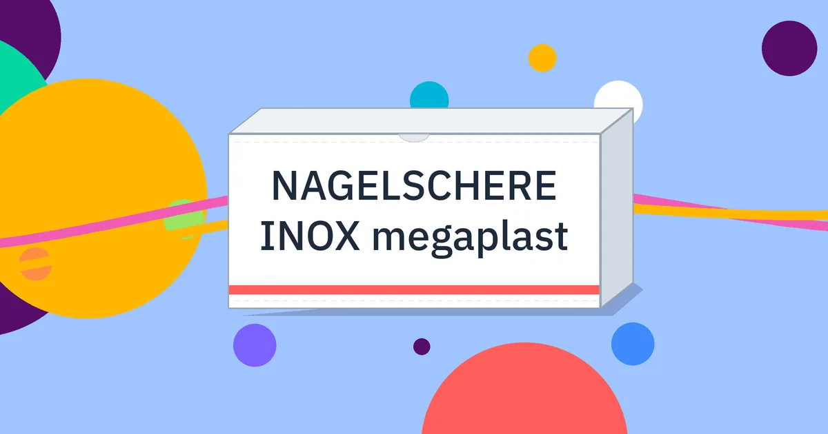 Symbolbild: Packung mit der Aufschrift NAGELSCHERE INOX megaplast (PZN 16501230) – Verfügbarkeit und Bezug in Apotheken in Frankfurt am Main