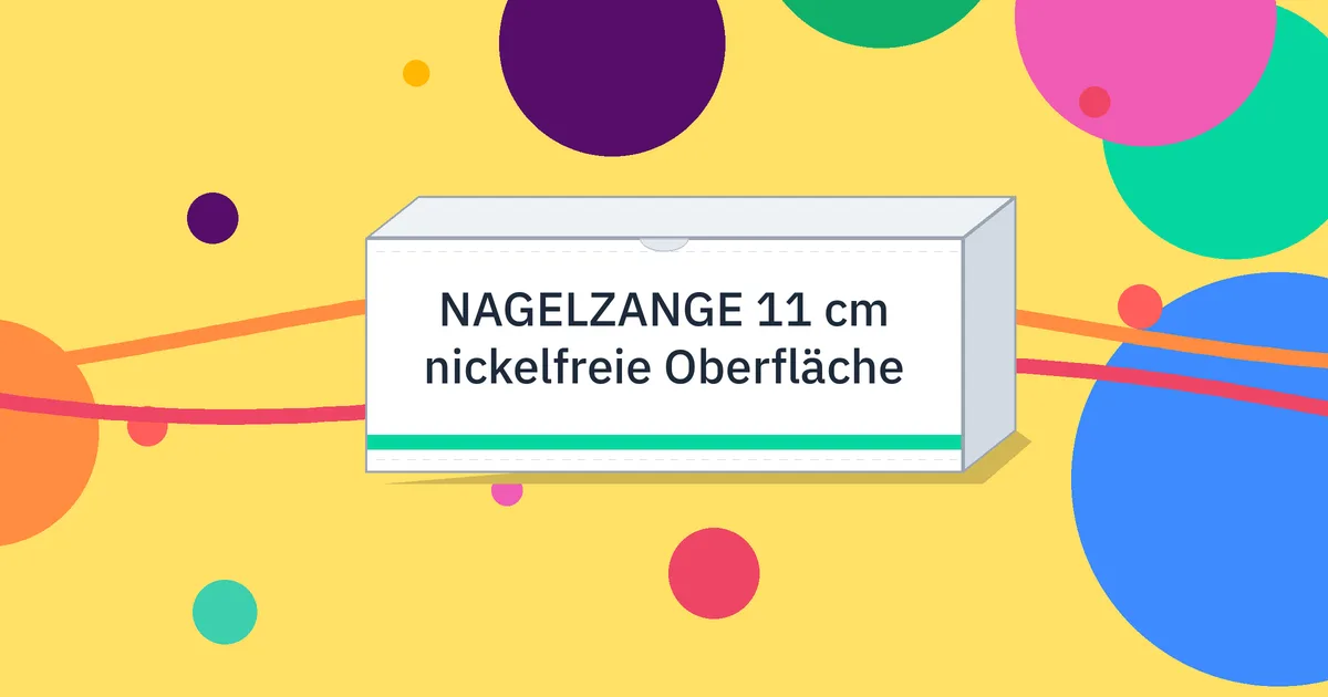 Symbolbild: Packung mit der Aufschrift NAGELZANGE 11 cm nickelfreie Oberfläche (PZN 16792836) – Verfügbarkeit und Bezug in Apotheken in Frankfurt am Main