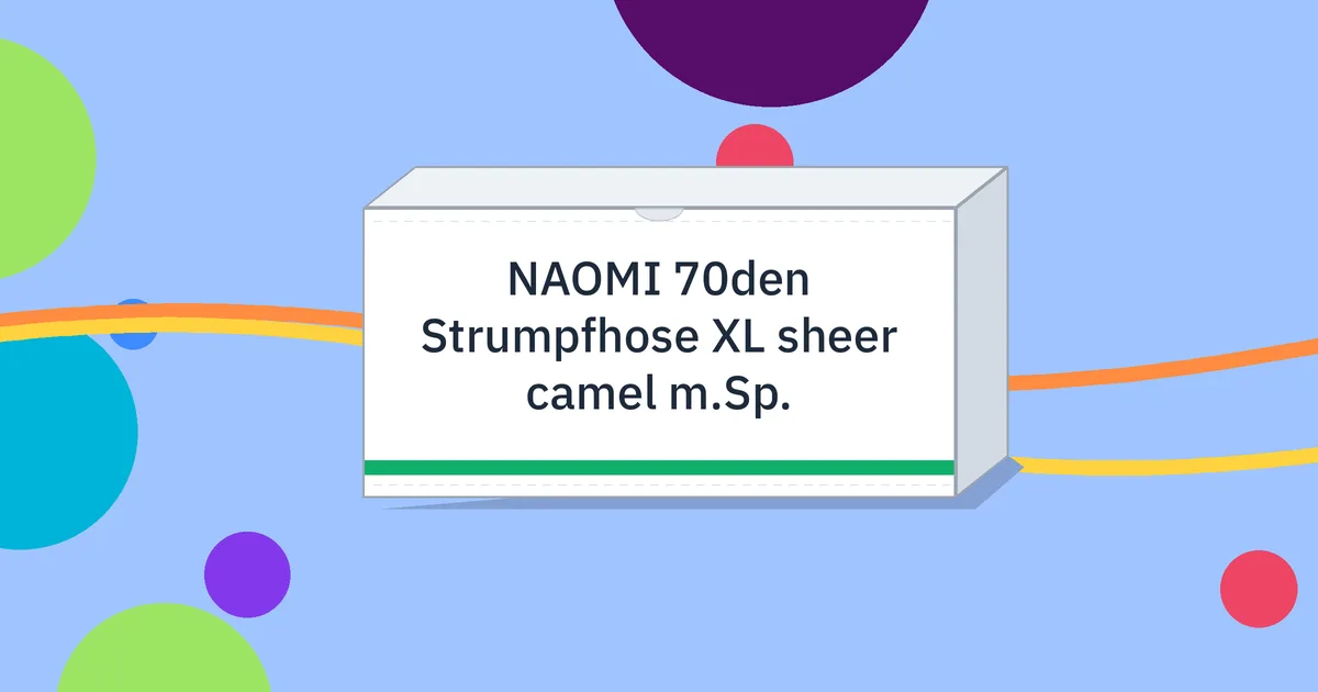 Symbolbild: Packung mit der Aufschrift NAOMI 70den Strumpfhose XL sheer camel m.Sp. (PZN 16179811) – Verfügbarkeit und Bezug in Apotheken in Frankfurt am Main