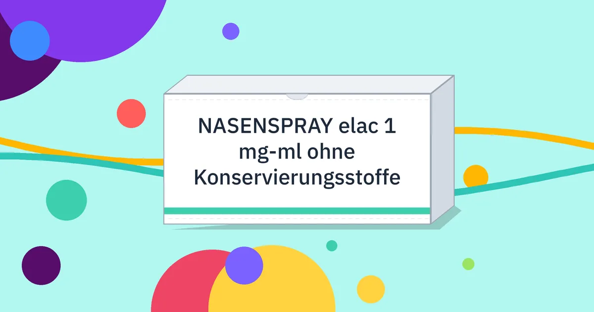 Symbolbild: Packung mit der Aufschrift NASENSPRAY elac 1 mg-ml ohne Konservierungsstoffe (PZN 11617034) – Verfügbarkeit und Bezug in Apotheken in Frankfurt am Main