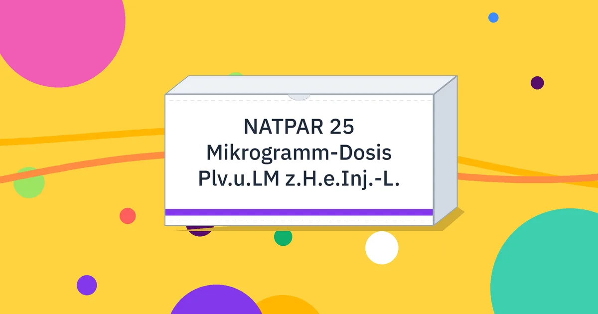Symbolbild: Packung mit der Aufschrift NATPAR 25 Mikrogramm-Dosis Plv.u.LM z.H.e.Inj.-L. (PZN 12642413) – Verfügbarkeit und Bezug in Apotheken in Frankfurt am Main