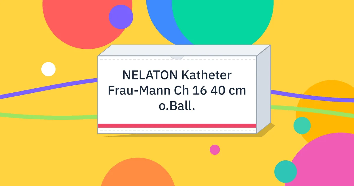 Symbolbild: Packung mit der Aufschrift NELATON Katheter Frau-Mann Ch 16 40 cm o.Ball. (PZN 09092191) – Verfügbarkeit und Bezug in Apotheken in Frankfurt am Main