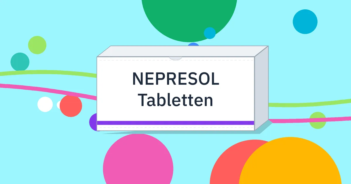 Symbolbild: Packung mit der Aufschrift NEPRESOL Tabletten (PZN 02526692) – Verfügbarkeit und Bezug in Apotheken in Frankfurt am Main