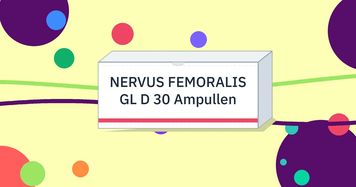 Symbolbild: Packung mit der Aufschrift NERVUS FEMORALIS GL D 30 Ampullen (PZN 02939307) – Verfügbarkeit und Bezug in Apotheken in Frankfurt am Main