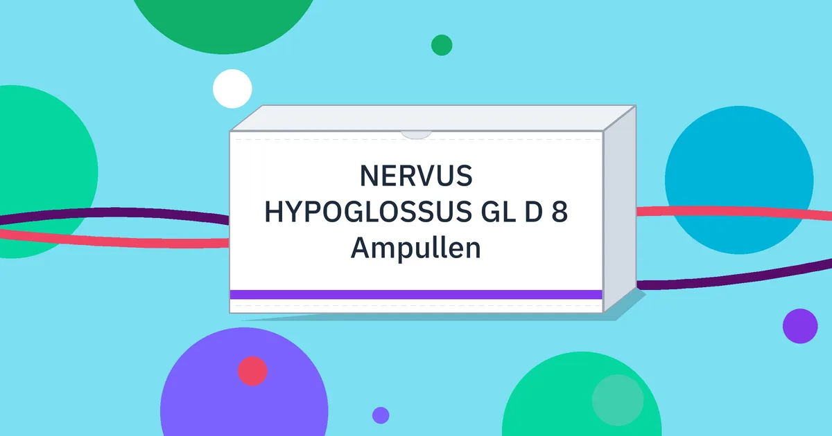 Symbolbild: Packung mit der Aufschrift NERVUS HYPOGLOSSUS GL D 8 Ampullen (PZN 02939626) – Verfügbarkeit und Bezug in Apotheken in Frankfurt am Main