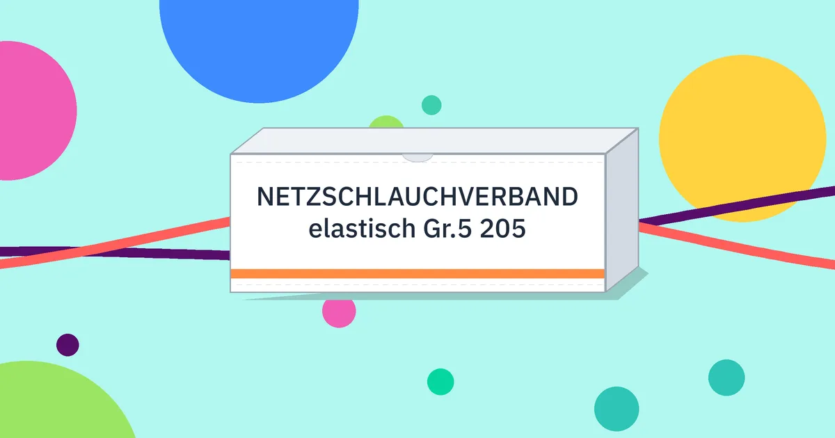 Symbolbild: Packung mit der Aufschrift NETZSCHLAUCHVERBAND elastisch Gr.5 205 (PZN 02092101) – Verfügbarkeit und Bezug in Apotheken in Frankfurt am Main