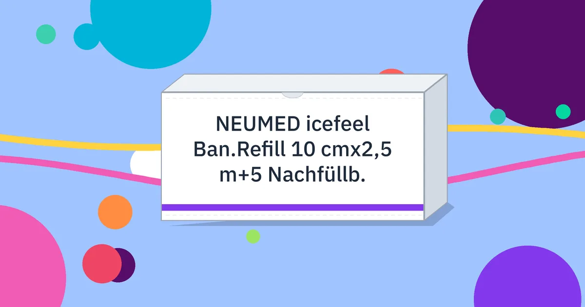 Symbolbild: Packung mit der Aufschrift NEUMED icefeel Ban.Refill 10 cmx2,5 m+5 Nachfüllb. (PZN 04097120) – Verfügbarkeit und Bezug in Apotheken in Frankfurt am Main