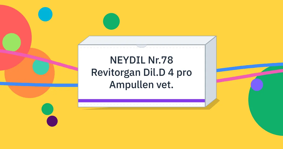 Symbolbild: Packung mit der Aufschrift NEYDIL Nr.78 Revitorgan Dil.D 4 pro Ampullen vet. (PZN 06488043) – Verfügbarkeit und Bezug in Apotheken in Frankfurt am Main