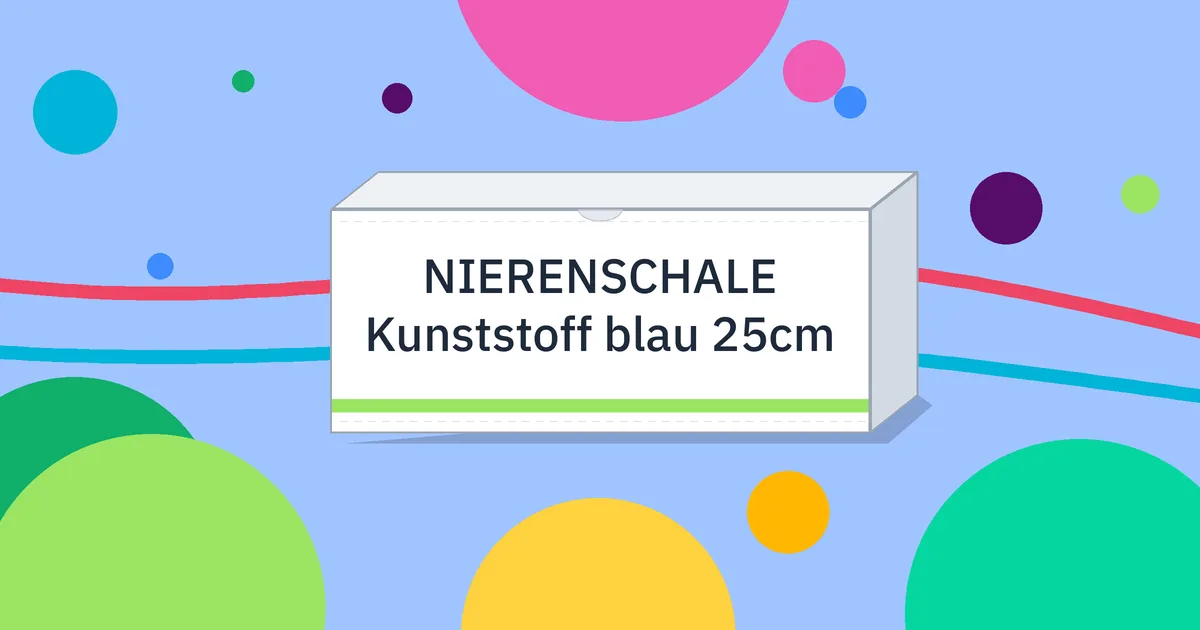 Symbolbild: Packung mit der Aufschrift NIERENSCHALE Kunststoff blau 25cm (PZN 06079020) – Verfügbarkeit und Bezug in Apotheken in Frankfurt am Main