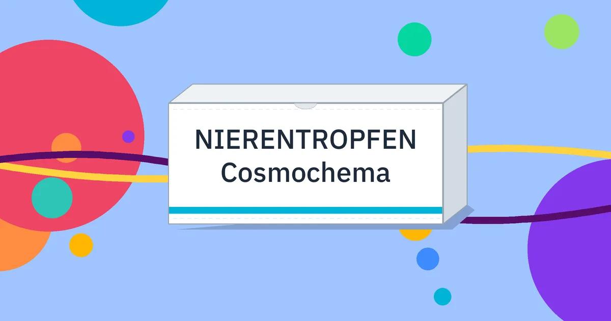 Symbolbild: Packung mit der Aufschrift NIERENTROPFEN Cosmochema (PZN 03915059) – Verfügbarkeit und Bezug in Apotheken in Frankfurt am Main